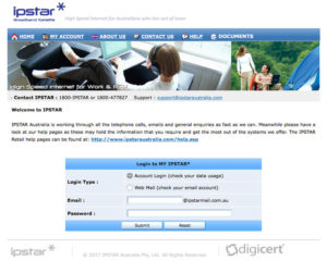 Logging into MyIPSTAR customer portal (Satellite) | IPSTAR Broadband