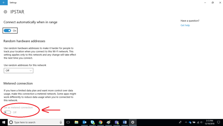 How To Turn On Metered Connections In Windows 10 | IPSTAR Broadband